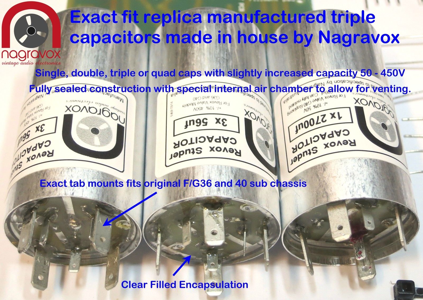 Revox model 40 valve amplifier ELECTRONIC capacitor overhaul kit | Nagravox